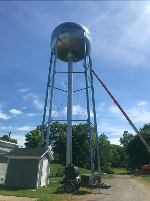 Water tower painting project nearly complete | The Manchester Mirror