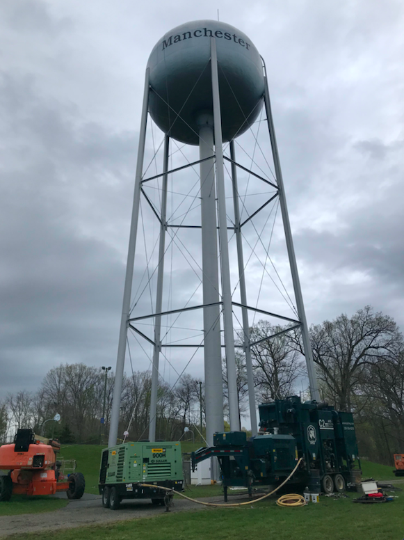 Water tower painting project nearly complete | The Manchester Mirror